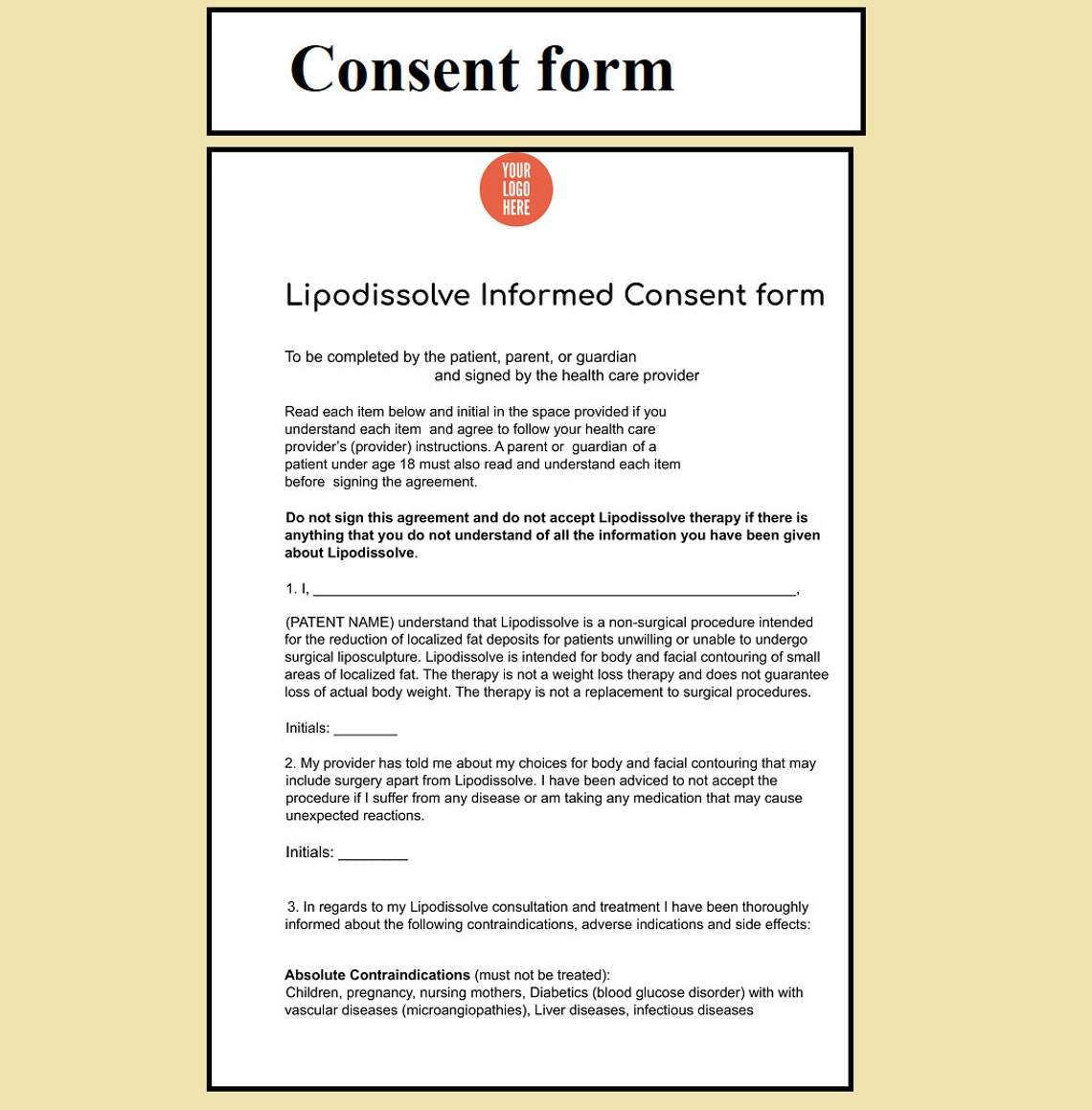 Fat Dissolving Consent and Consultation Forms - Lipodissolve Forms ...
