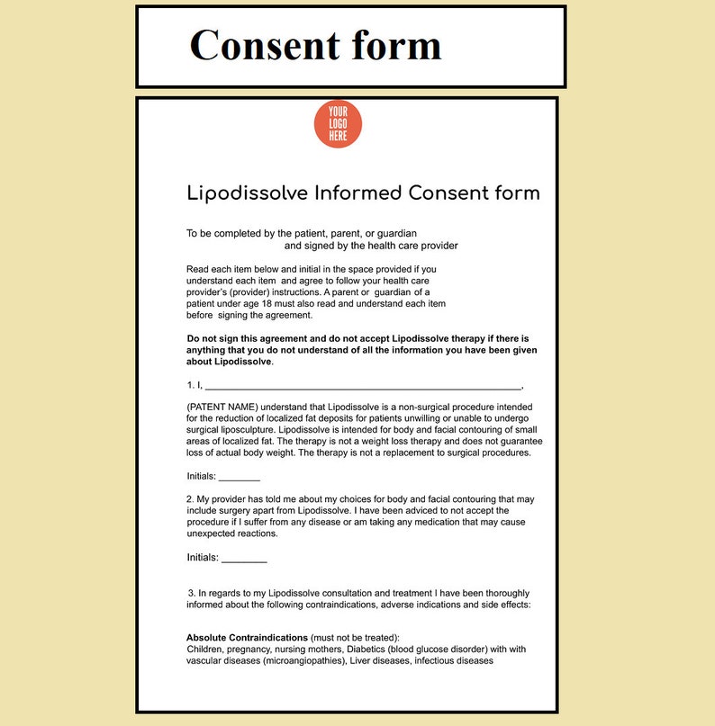 Fat Dissolving Consent and Consultation Forms Lipodissolve - Etsy UK
