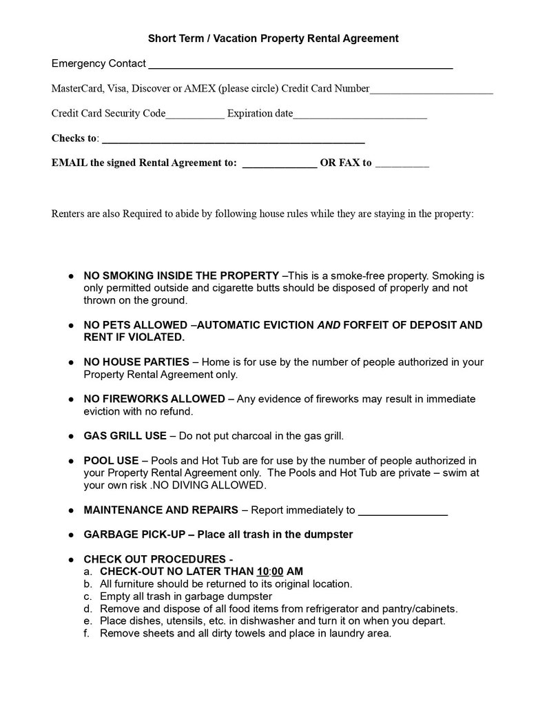 Short Term Rental Agreement Vacation Rental Agreements - Etsy