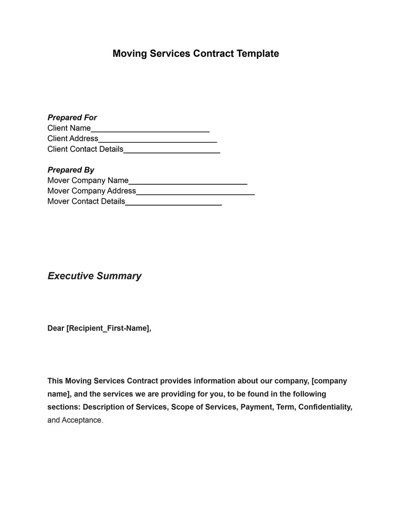 Moving Services Contract Packaging and Moving Services - Etsy