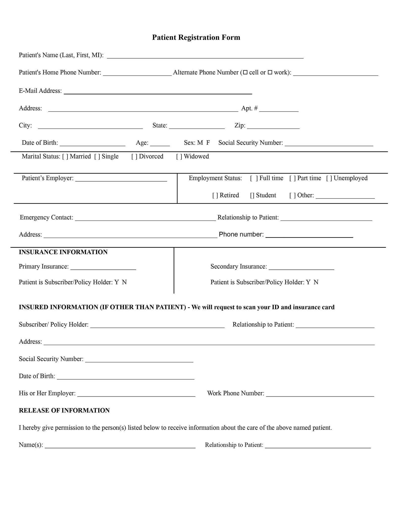 New Patient Registration , Patient Intake, Patient Information, Health ...