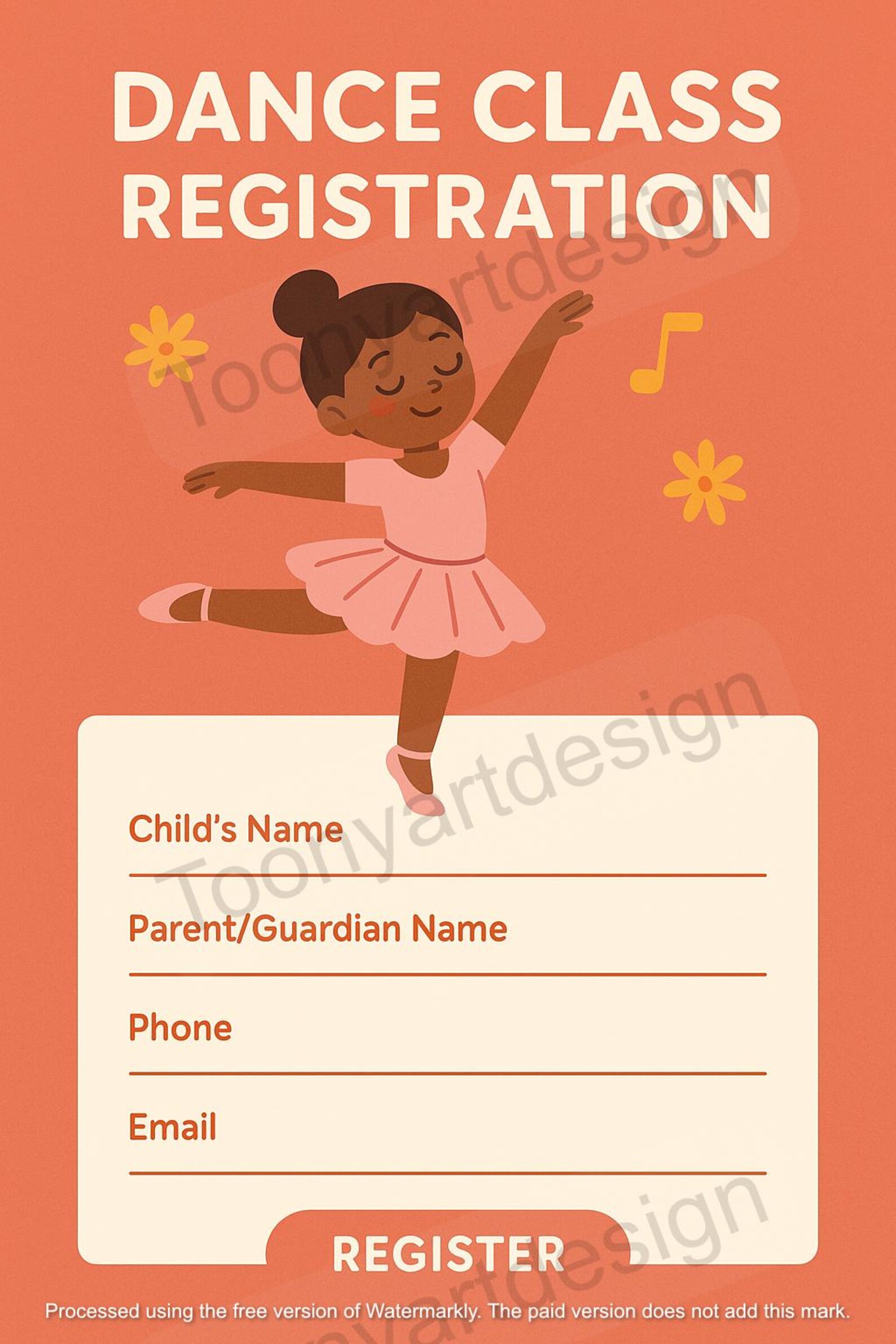 Dance Class Registration Form With Agreement - Dance Class Registration ...