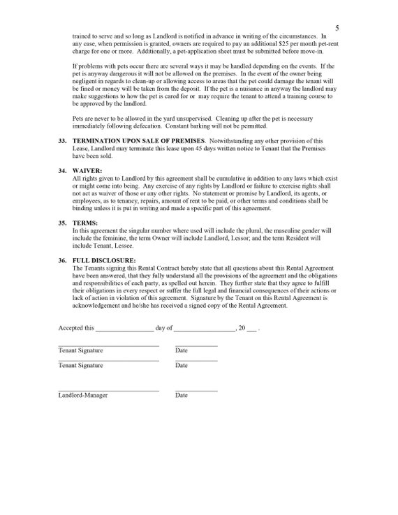 Long Term Lease Agreement Template