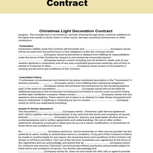 Christmas Light Decoration Contract / Agreement - Christmas Light ...