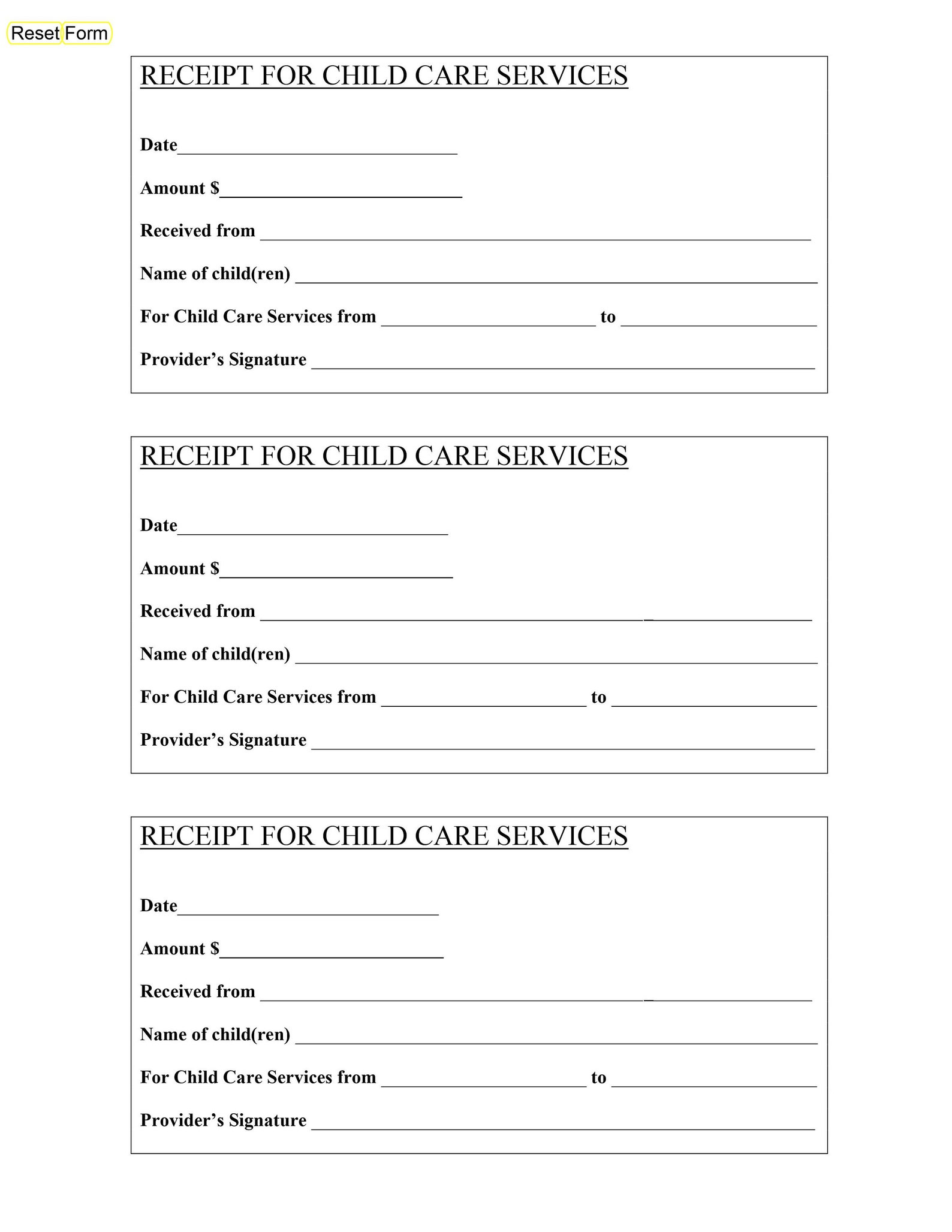 Childcare Receipts for Parents Taxes - Daycare Receipts for Parents ...