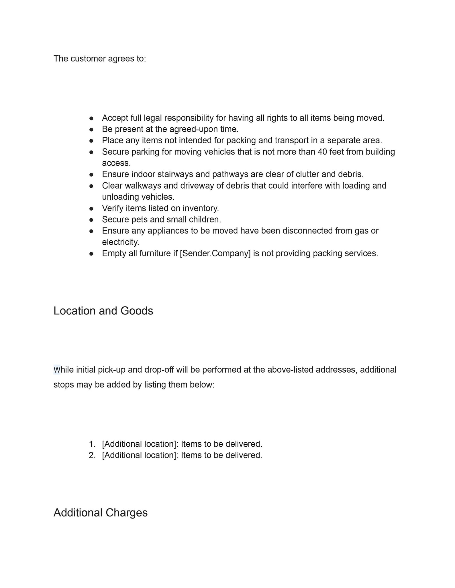 Moving Services Contract Packaging and Moving Services Agreement ...