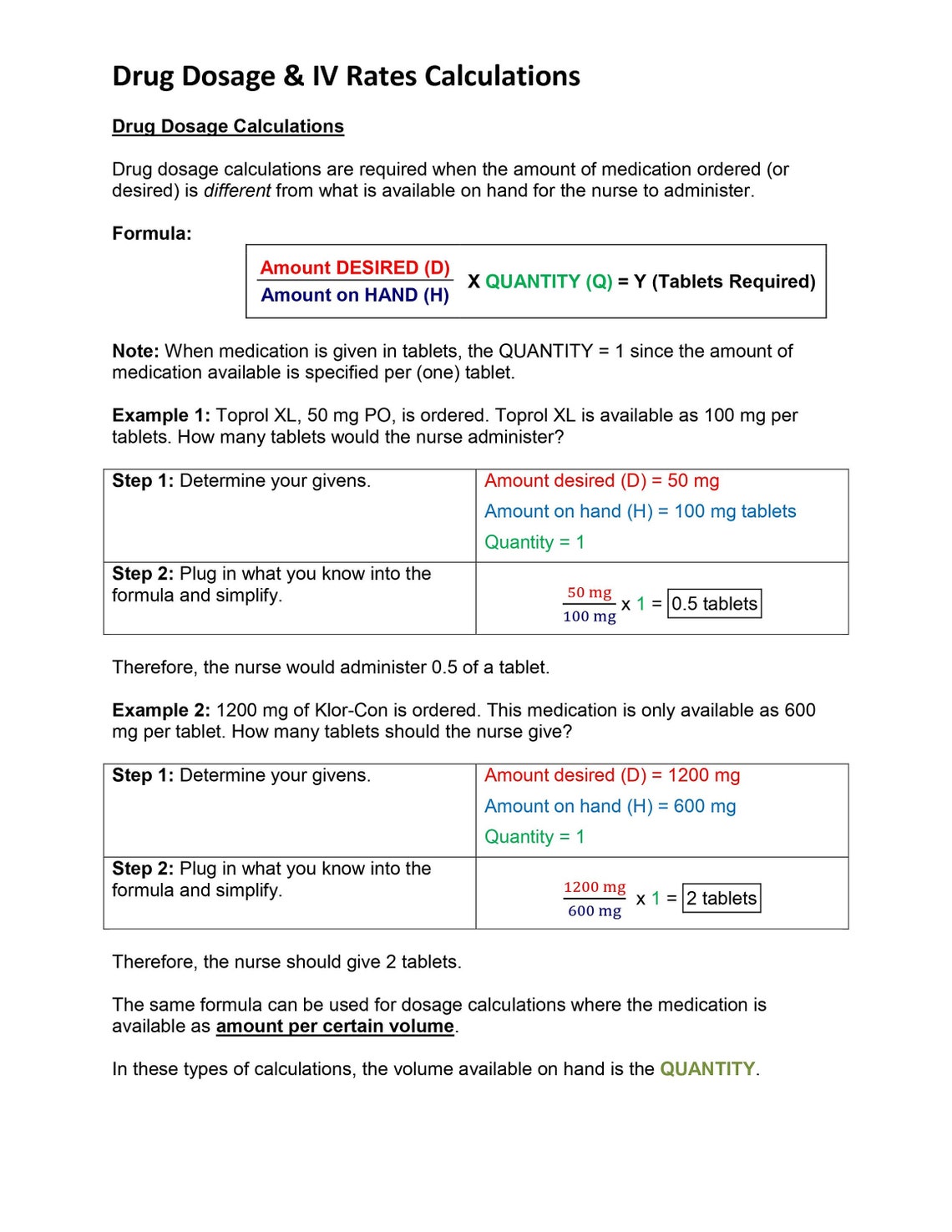 Dosage Calculation Dosage Calculation for Nursing Practice | Etsy