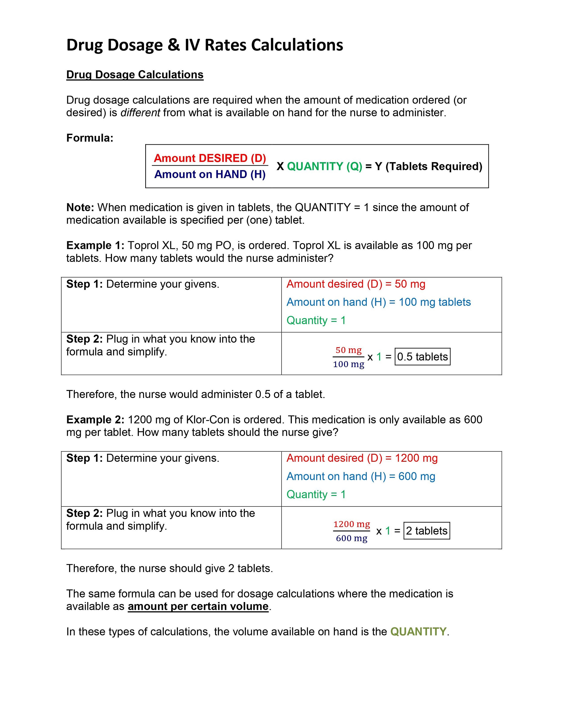 Dosage Calculation - Dosage Calculation for Nursing Practice - Etsy