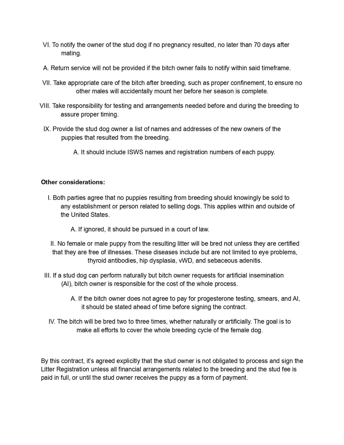 Dog Breeding Contract Dog Stud Contract Editable Files - Etsy