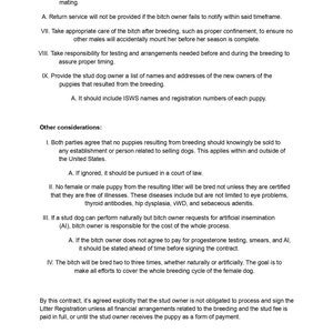Dog Breeding Contract - Dog Stud Contract - Editable Files - PDF & Word ...