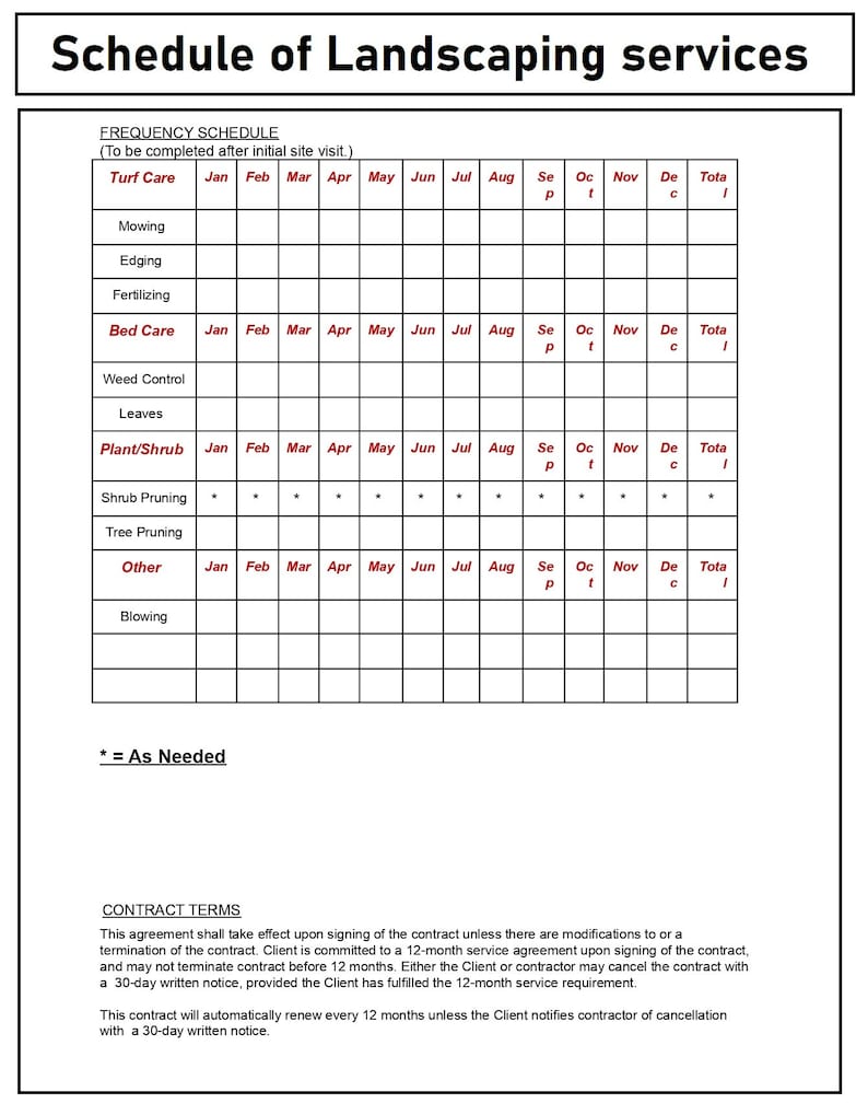 Lawn Care Service Contract - Landscaping Contract - Garden Care ...