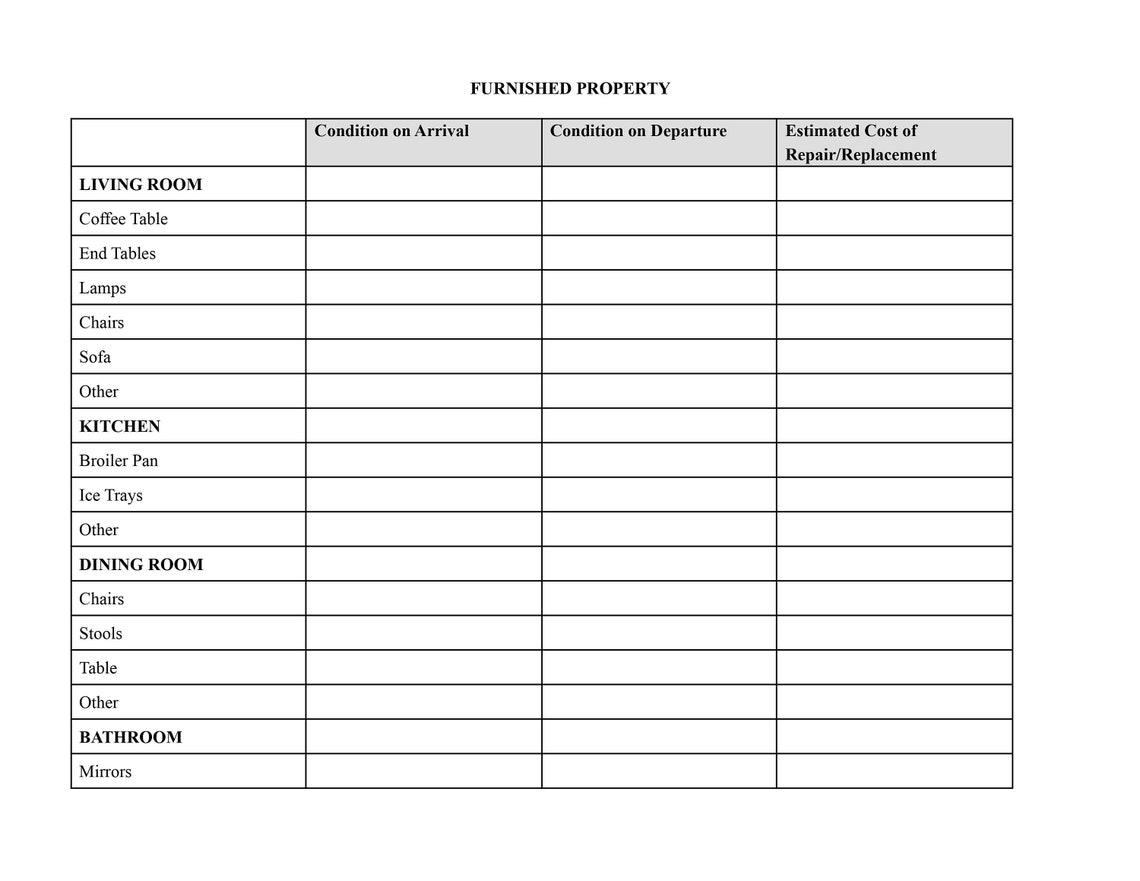 Landlord Tenant Walkthrough Checklist - PDF File - Available for ...
