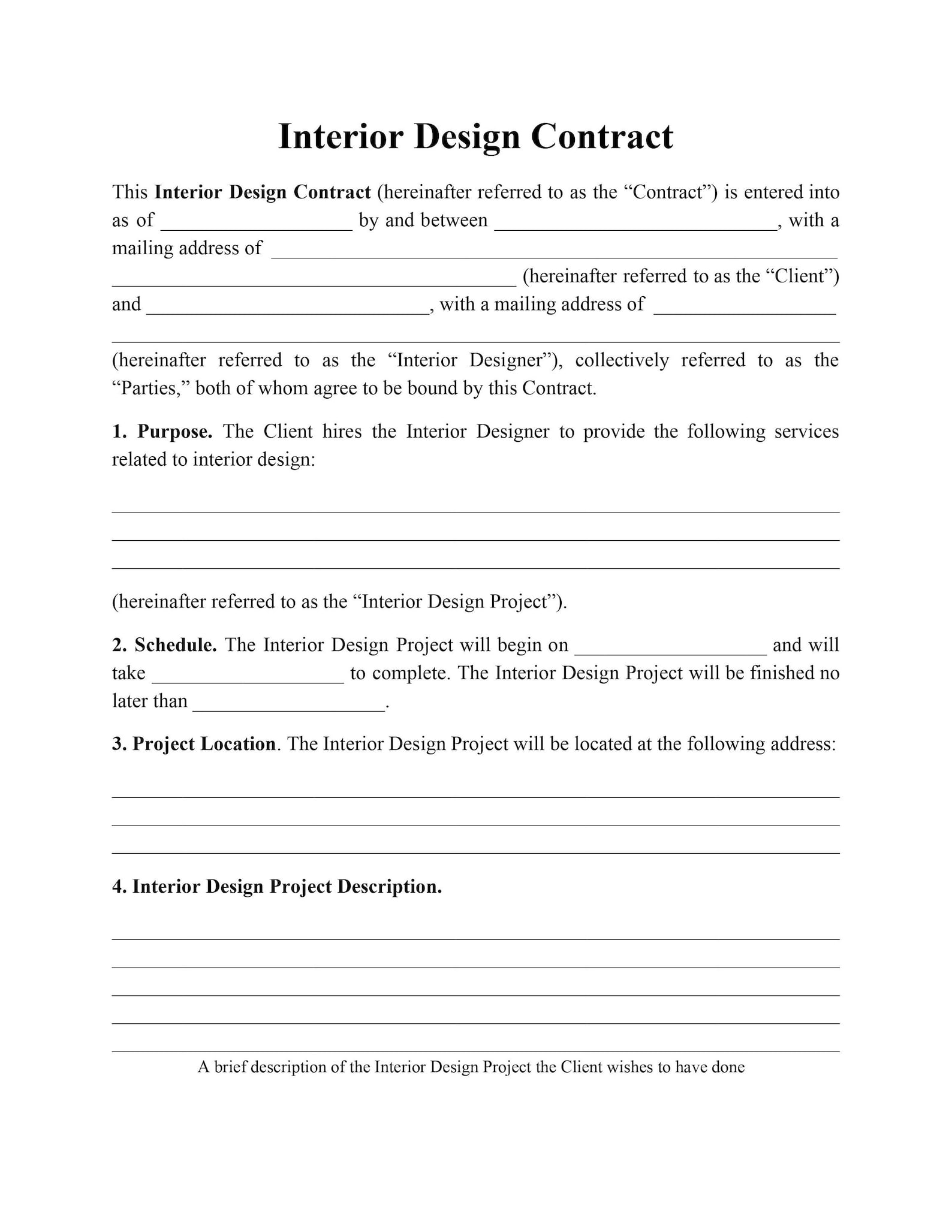 Interior Design Contract - Interior Design Agreement Template - Word ...
