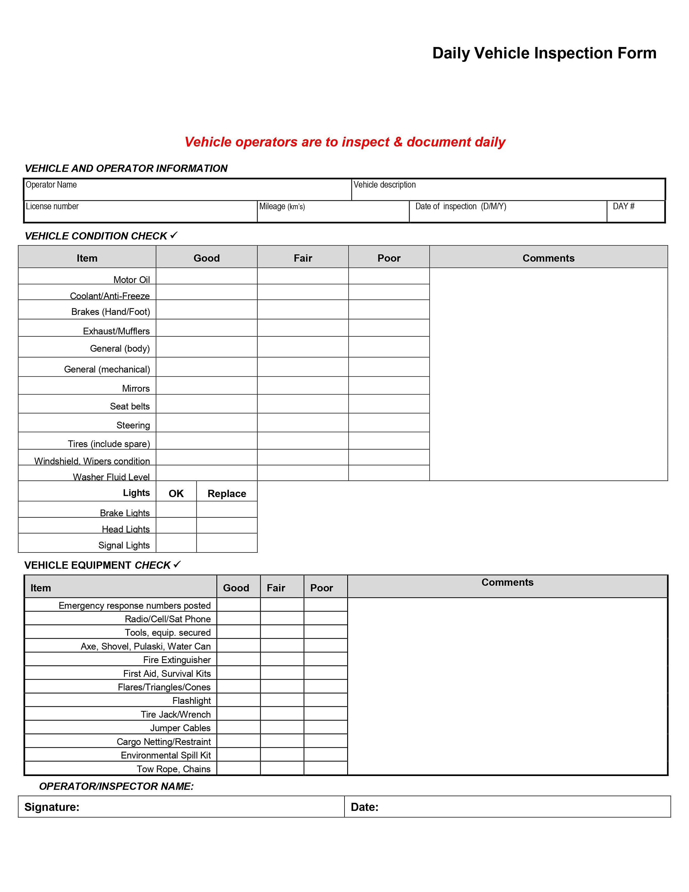 Visual Vehicle Inspection Report Vehicle Inspection - Etsy