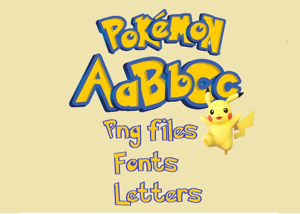 Pokemon Fonts Pikachu Letters and Alphabets in PNG Digital | Etsy