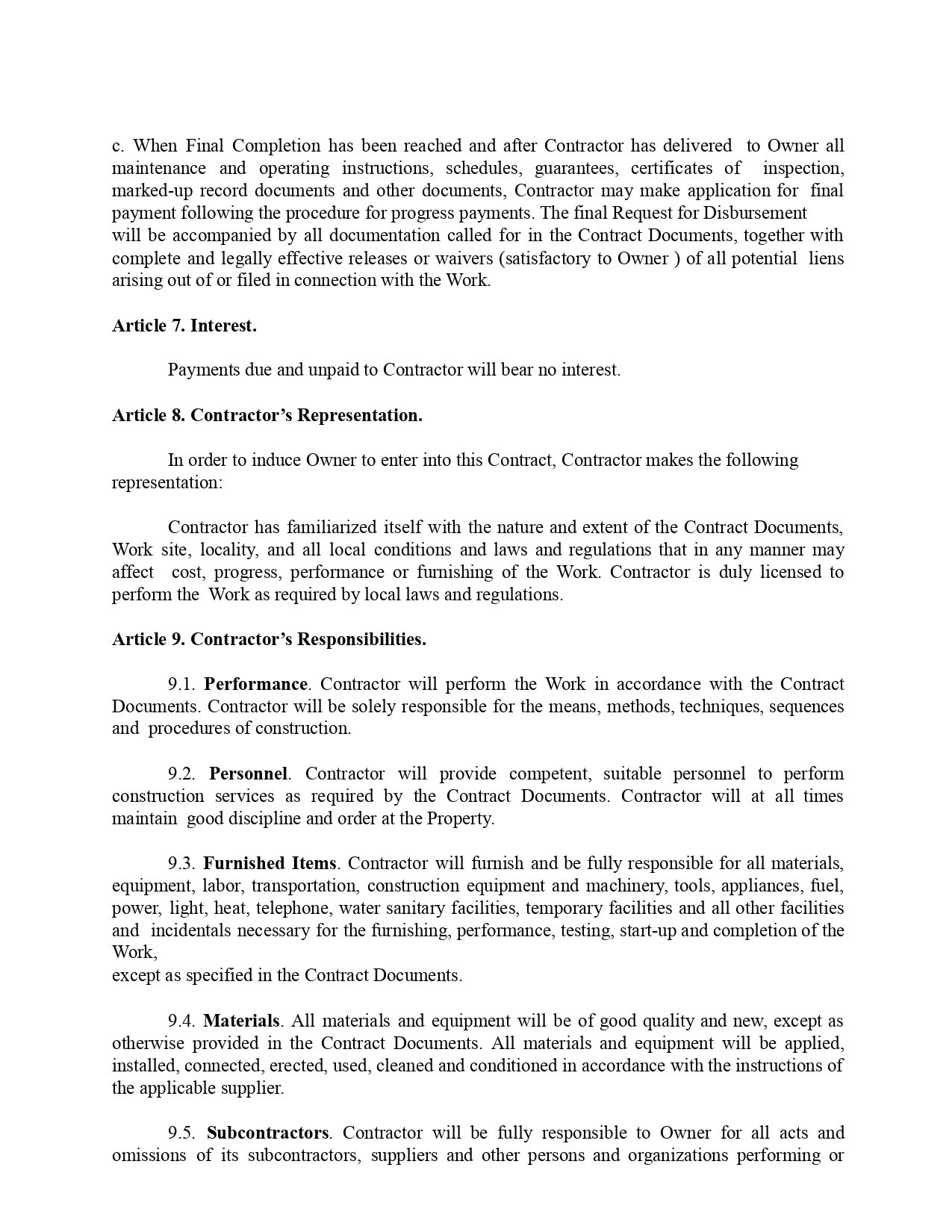 Construction Contract - Construction Template - Handyman, Contract ...
