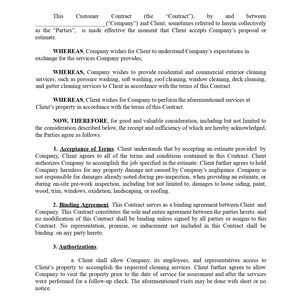 Pressure Cleaning Agreement︱ Power Washing Contract ︱ 12 Pages Contract ...