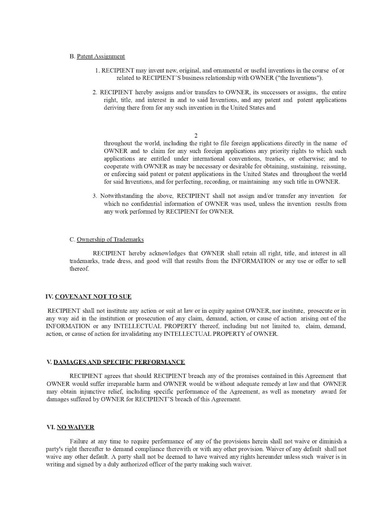 Non Disclosure Agreement Template NDA Forms NDA Template - Etsy