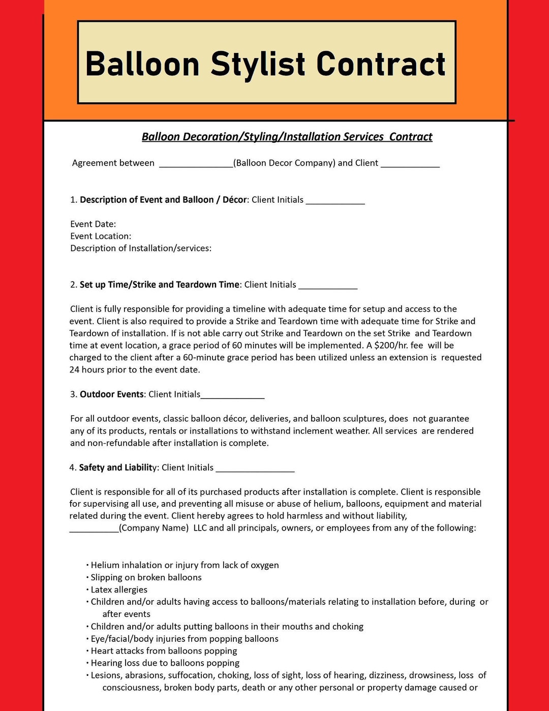 Balloon Decor Contract - Balloon Stylist Contract - Balloon Event ...