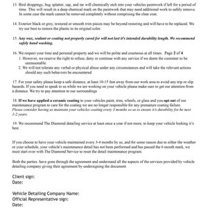 Vehicle Detailing Services Agreement - Vehicle Washing and Detailing ...