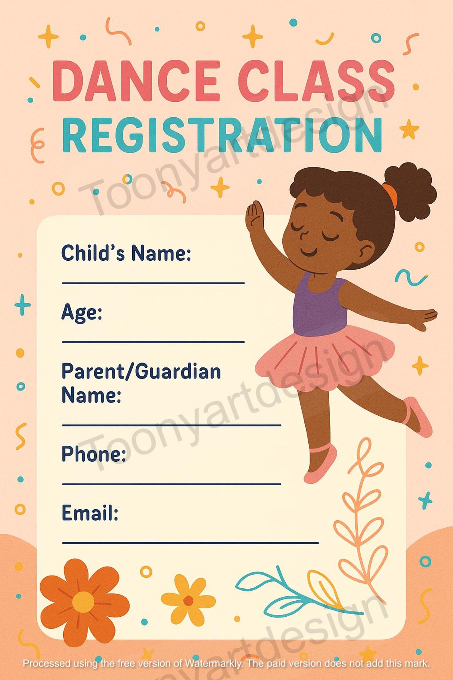 Dance Class Registration Form With Agreement - Dance Class Registration ...