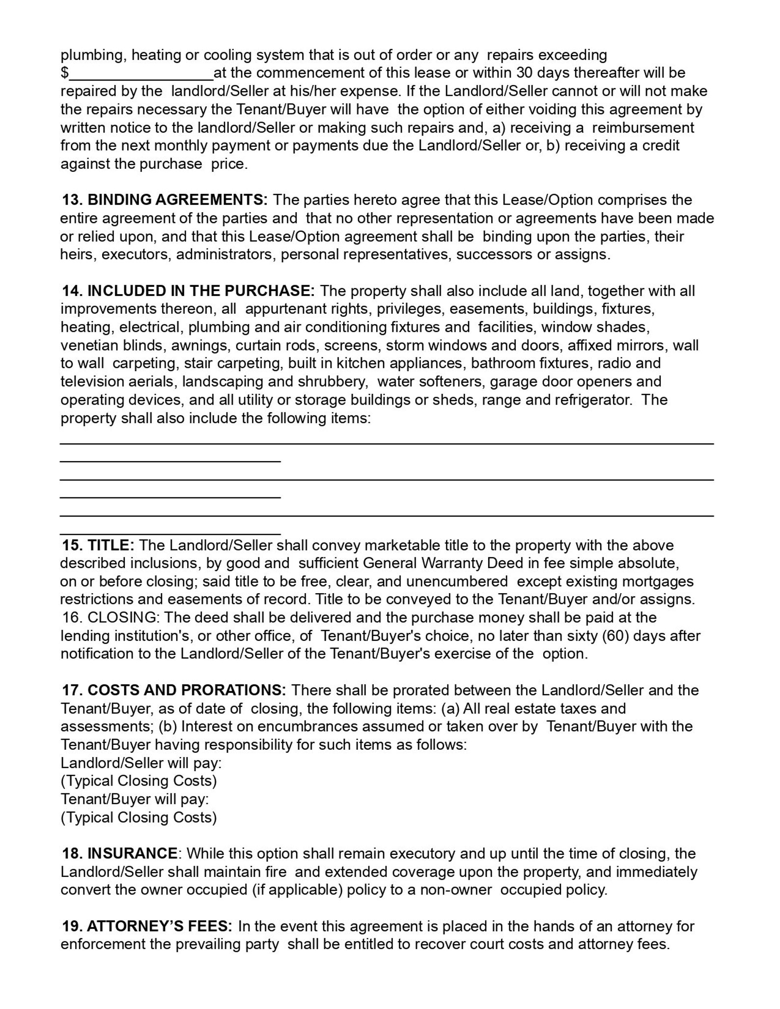 Rent to Own Agreement - Lease to Own Option Agreement - Lease to ...