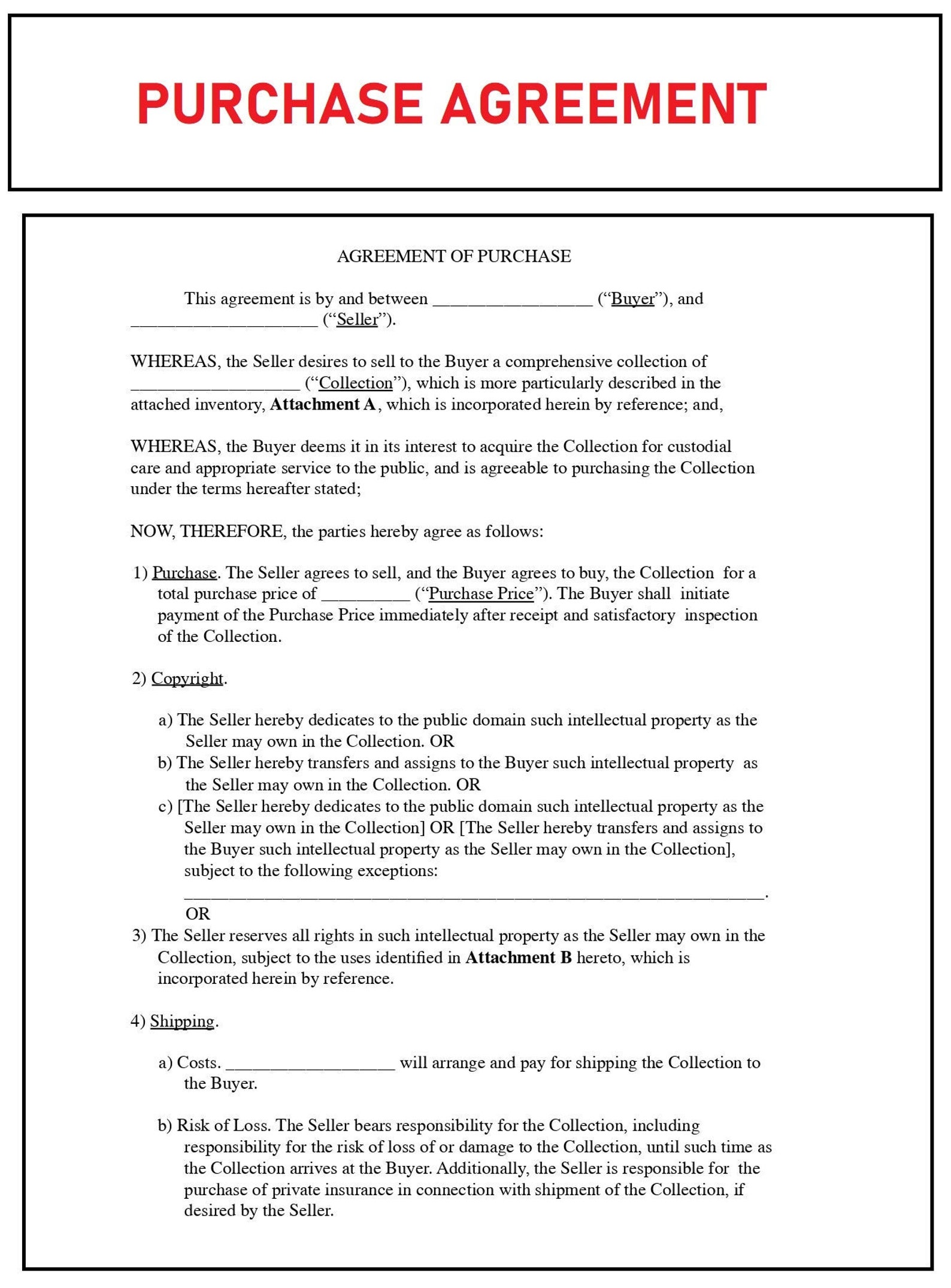 Purchase Agreement - Purchase Contract - PDF and Word Files - Instant ...