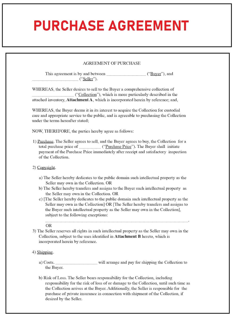 Purchase Agreement - Purchase Contract - PDF and Word Files - Instant ...