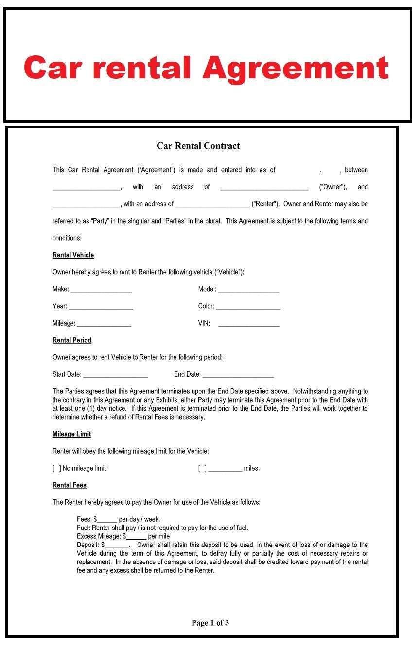 Sample Car Lease Agreement Form Printable Form Templates And Letter