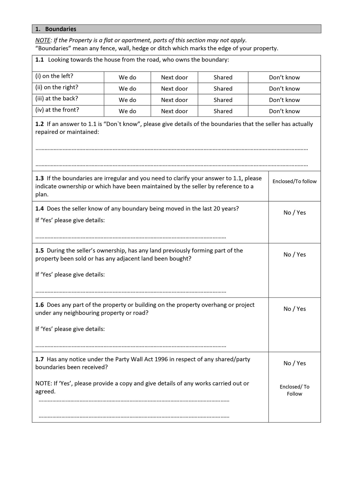 Real Estate Seller Questionnaire Form in PDF Format - Instantly ...