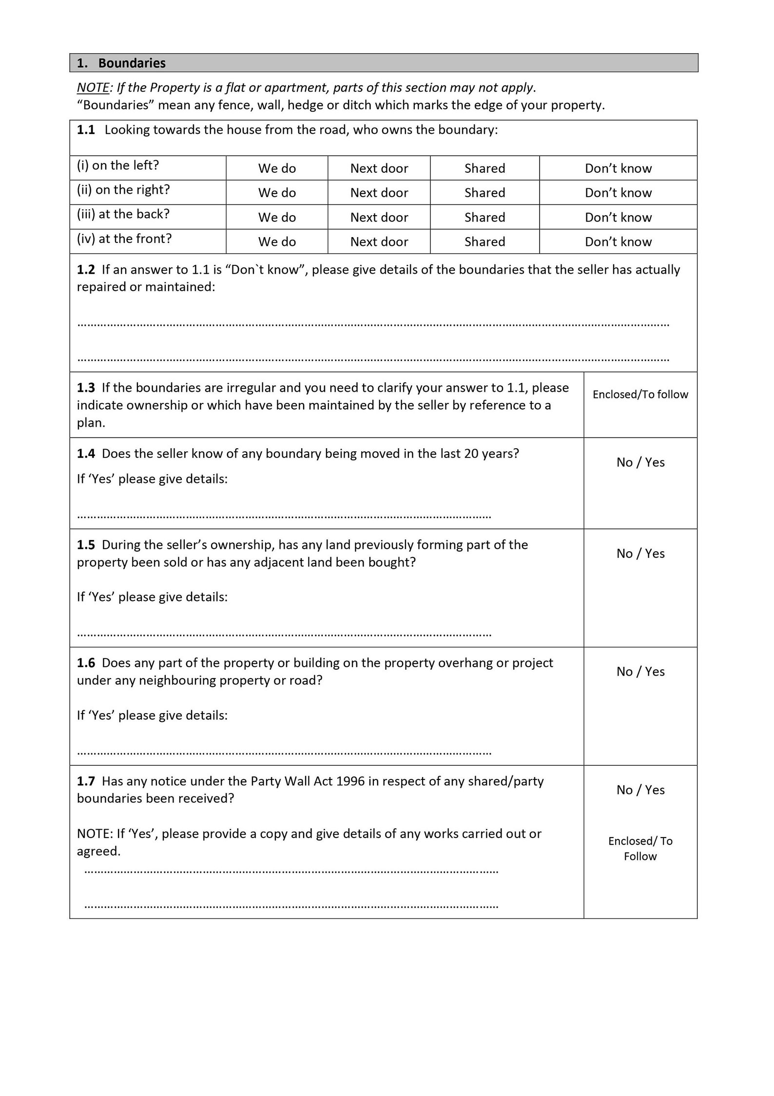Real Estate Seller Questionnaire Form in PDF Format | Etsy