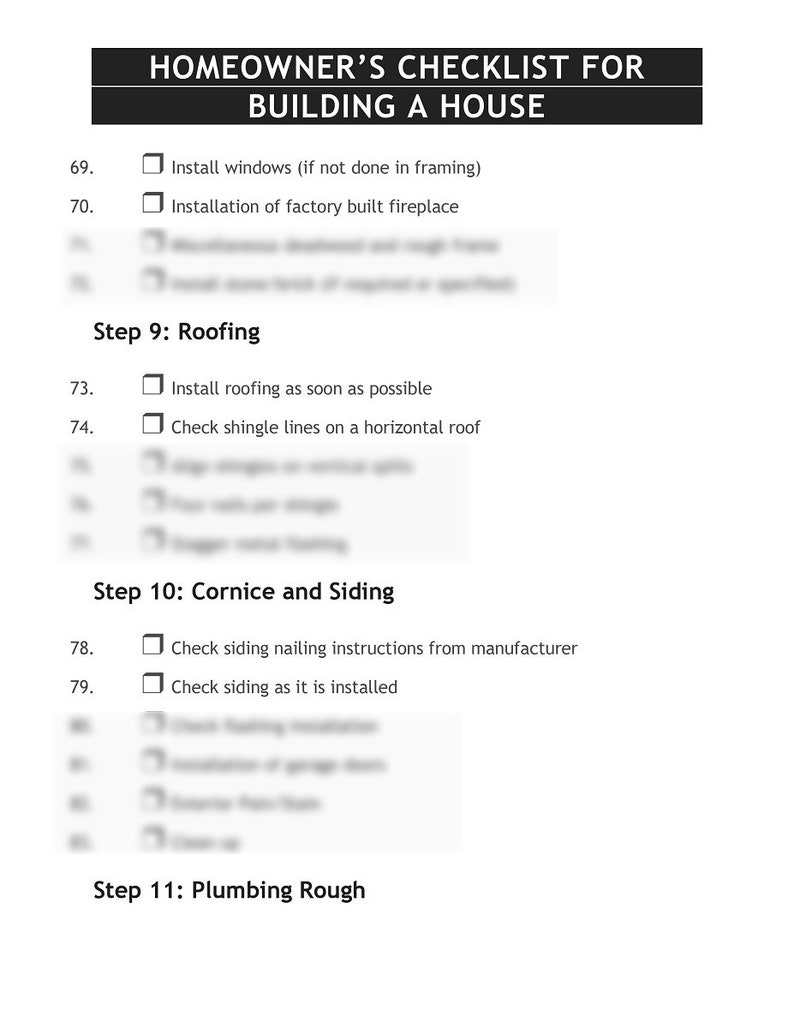 All-in-one New Home Construction Checklist - Building Planner and ...