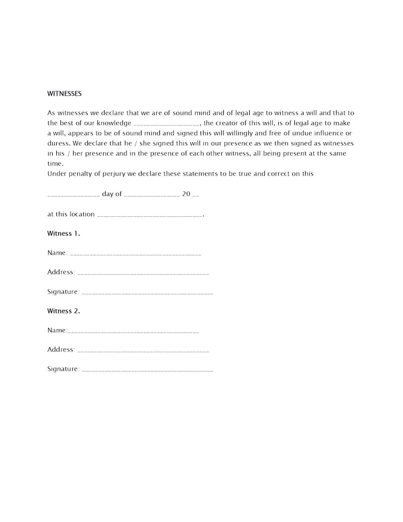 Last Will and Testament - Last Will and Testament Template - Editable ...