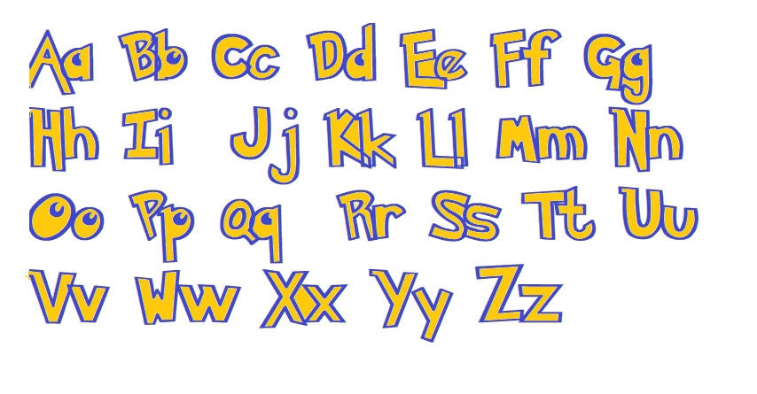Pokemon Fonts Pikachu Lettere e Alfabeti in PNG File di font | Etsy