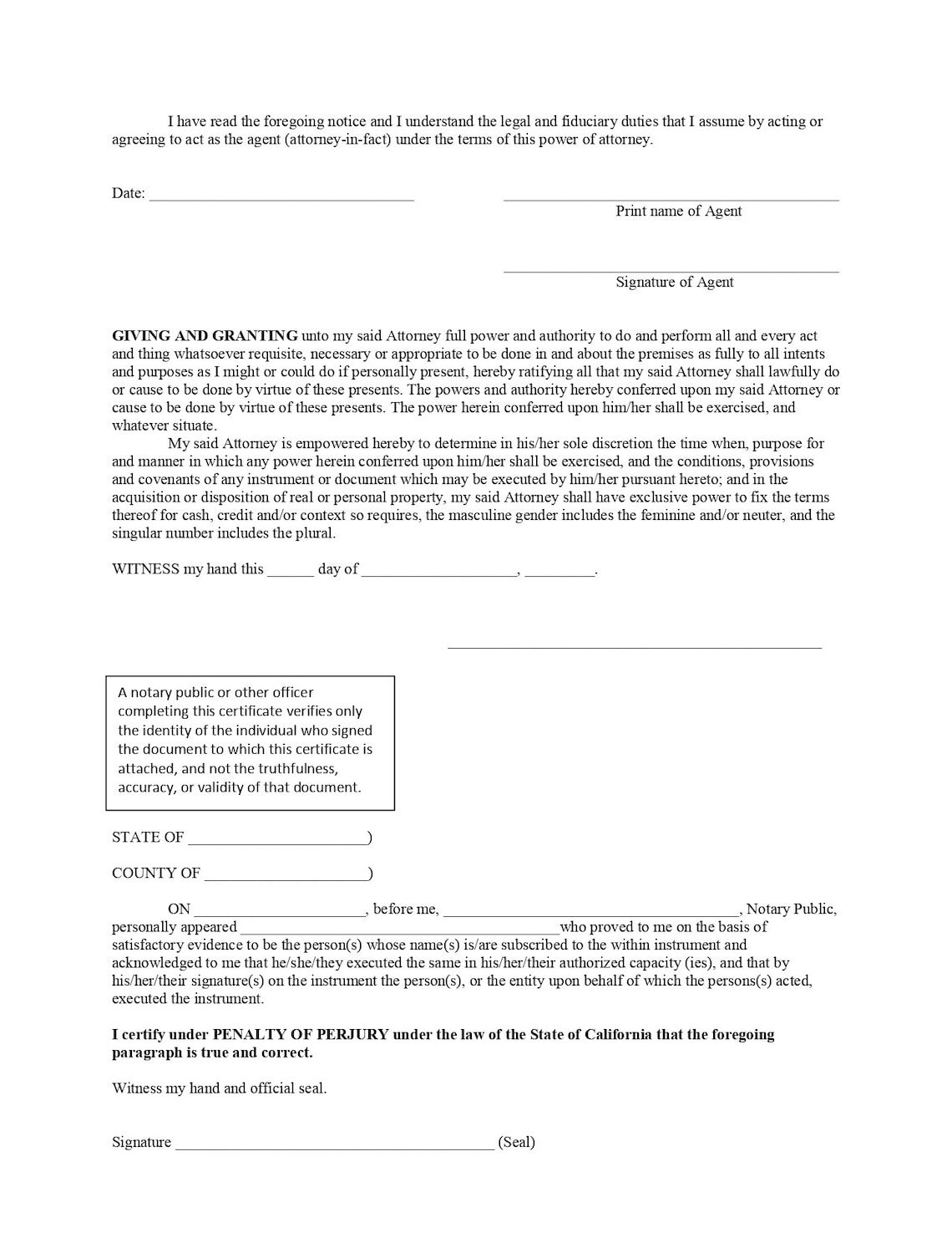 General Power of Attorney POA PDF File Available for - Etsy