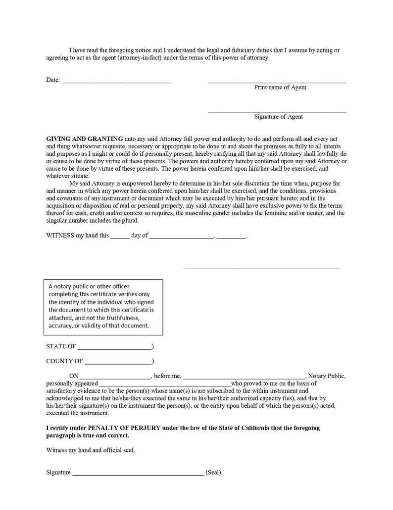 General Power of Attorney - POA - PDF File - Available for Instant ...