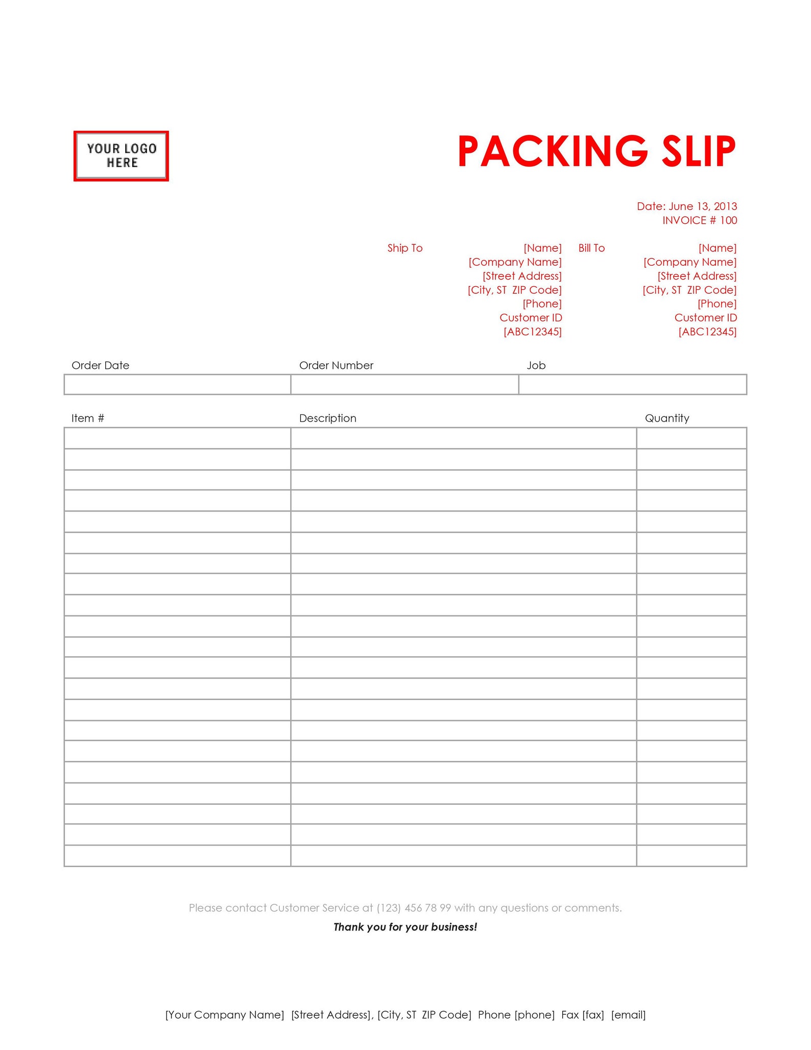 Order Packing Slip - Printable Packing Slip - Editable Packing Slip in ...