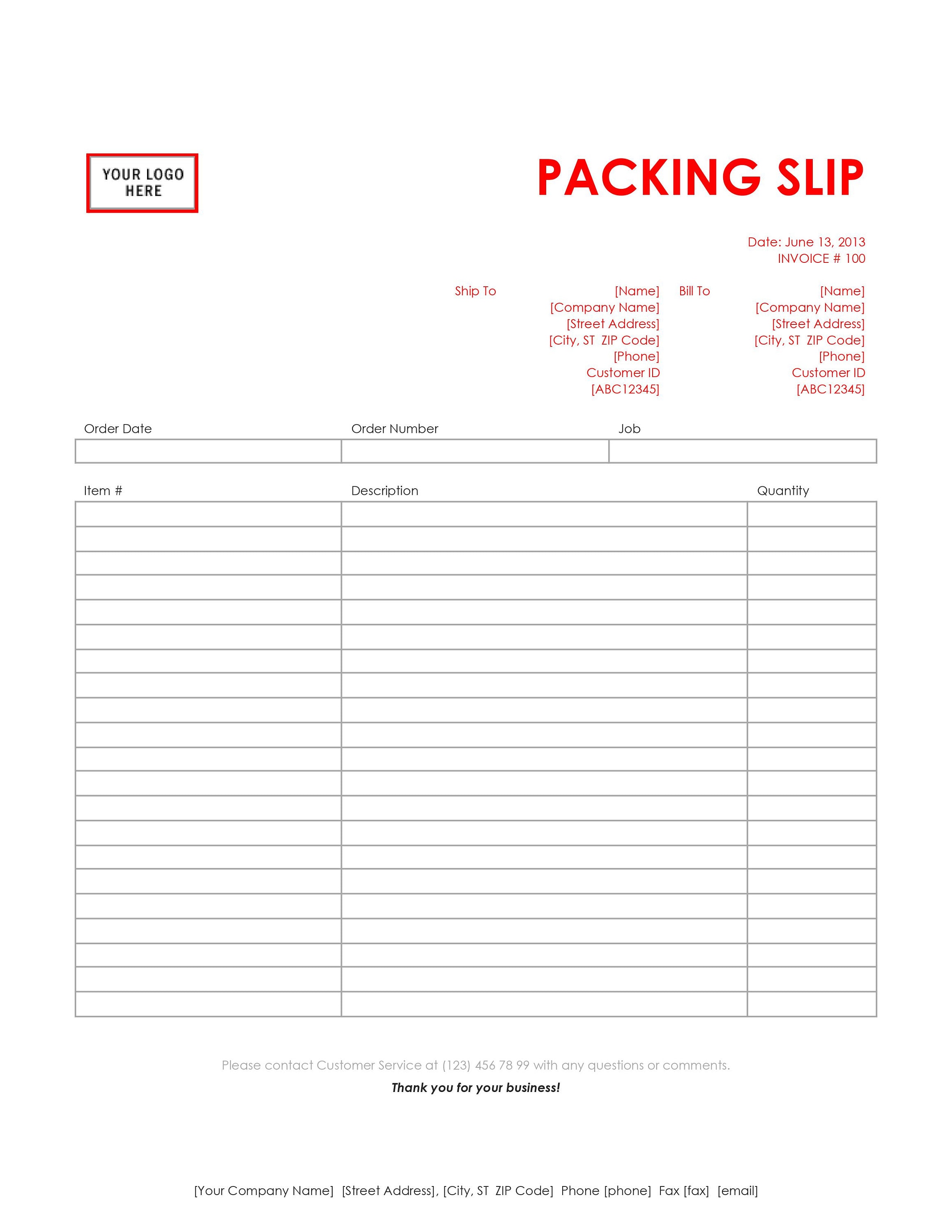 Order Packing Slip - Printable Packing Slip - Editable Packing Slip in ...