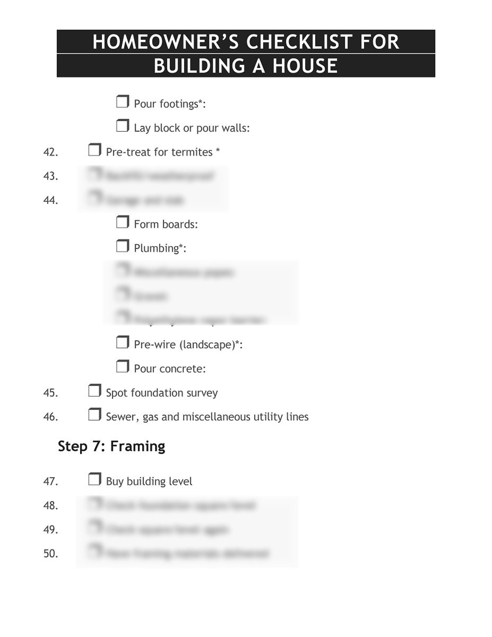 All-in-one New Home Construction Checklist - Building Planner and ...