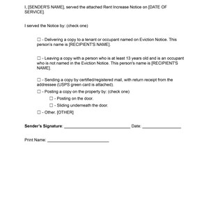 Rental Increase Notice Rent Increase Form Editable Word | Etsy