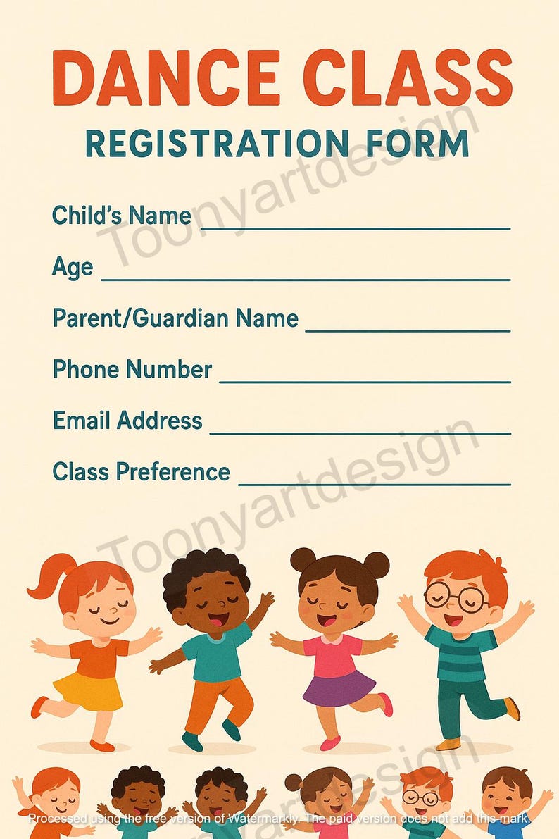 Dance Class Registration Form With Agreement - Dance Class Registration ...