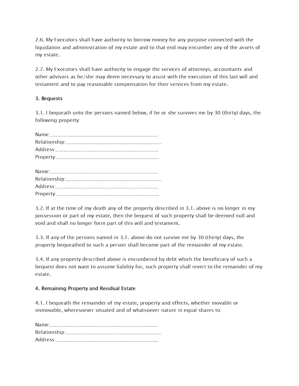 Last Will and Testament - Last Will and Testament Template - Editable ...