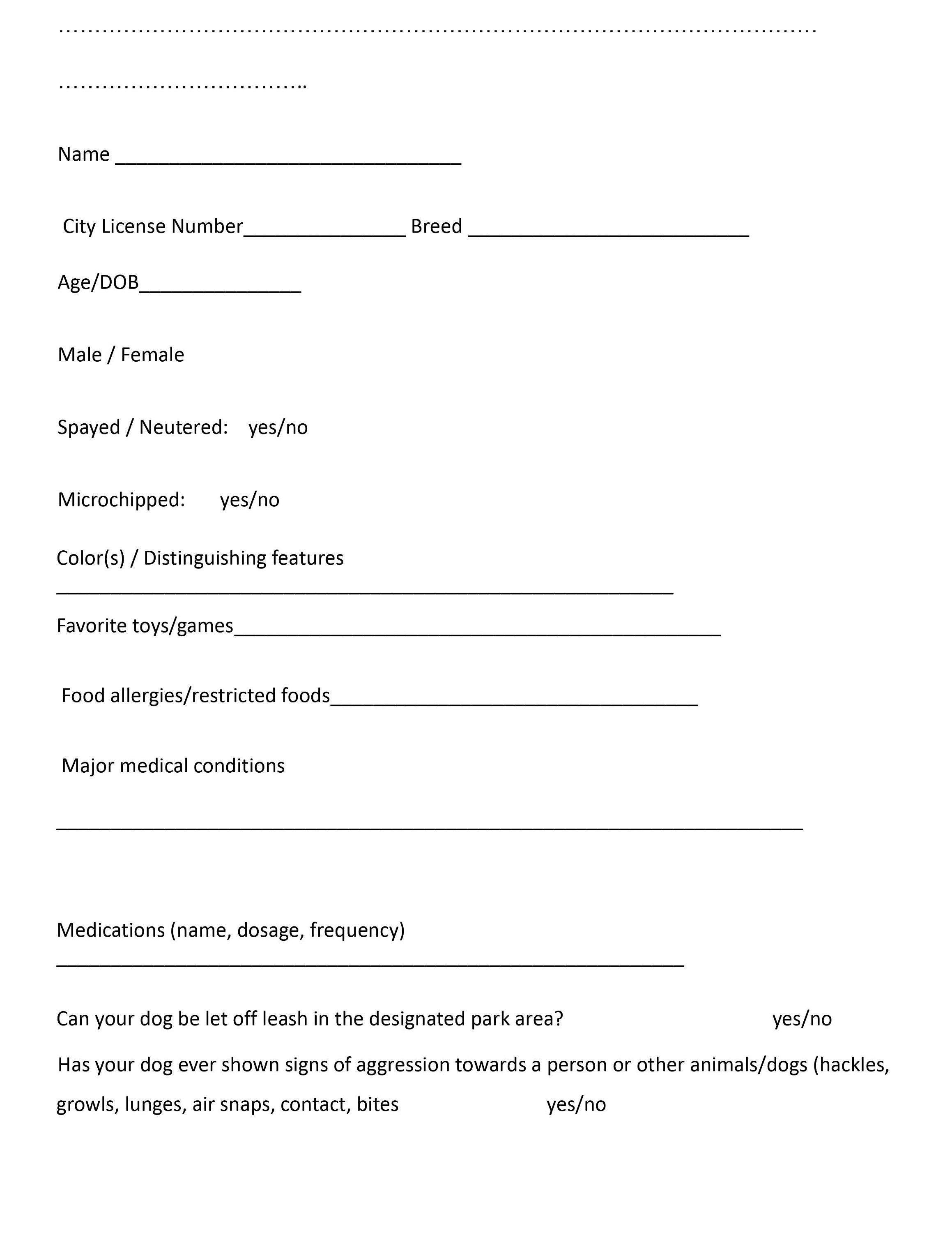 Dog Walking Registration Form With Service Agreement Pet | Etsy