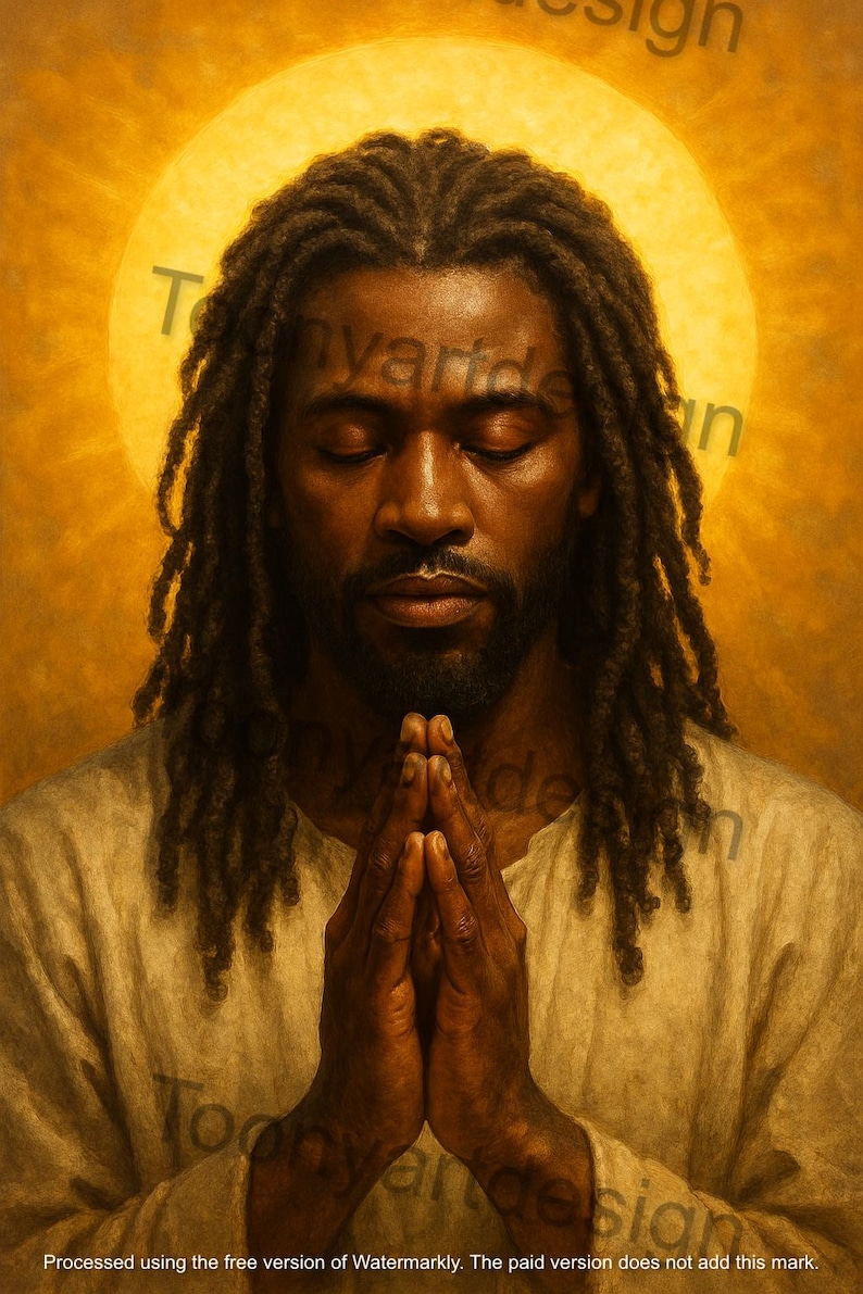 Black Jesus With Locs Praying - Black Jesus Christ Praying - Black ...