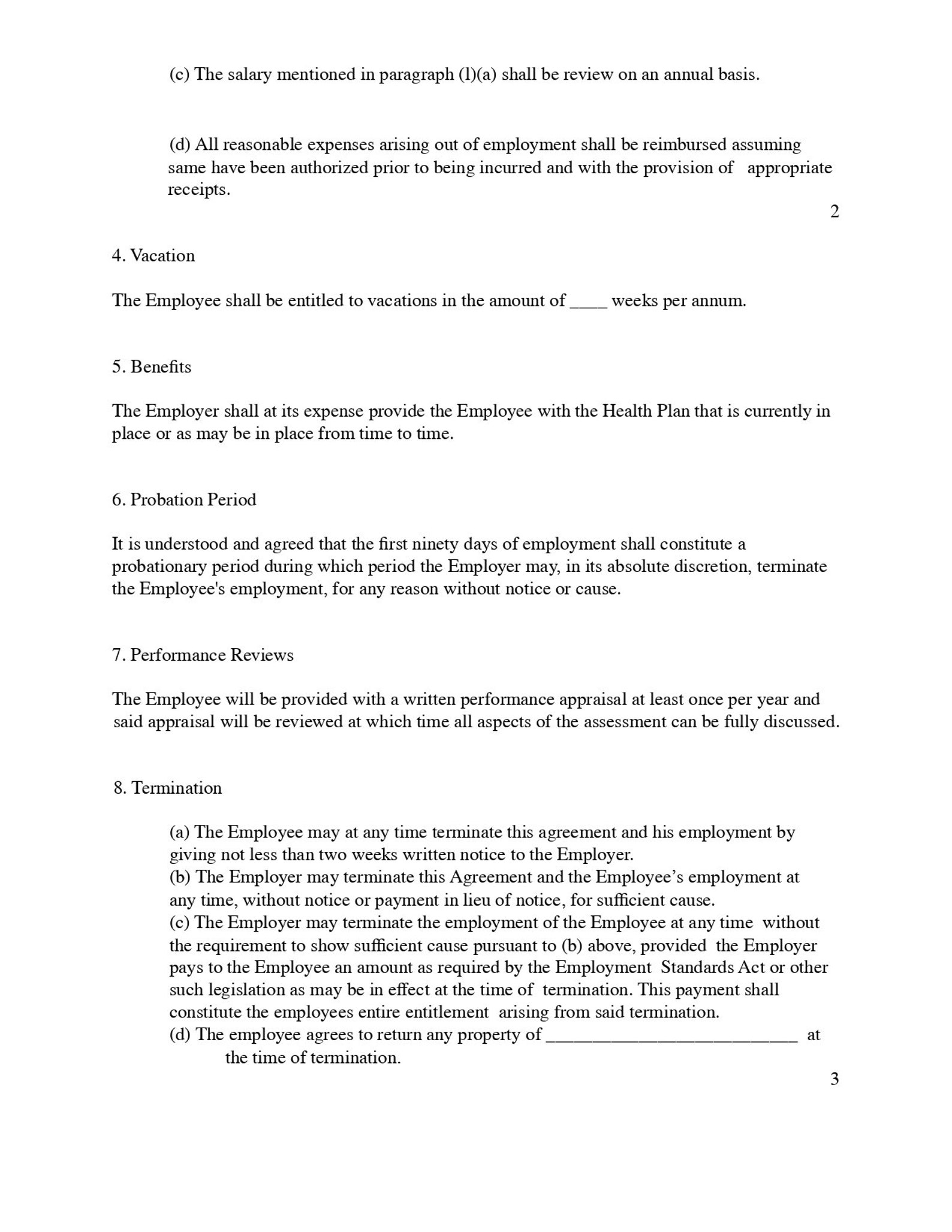 Employment Contract Agreement Employment Service Contract Etsy Canada