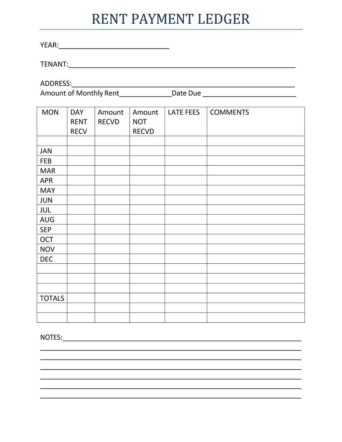 Monthly Yearly Rent Payment Tracker Rental Payments Tracker - Etsy