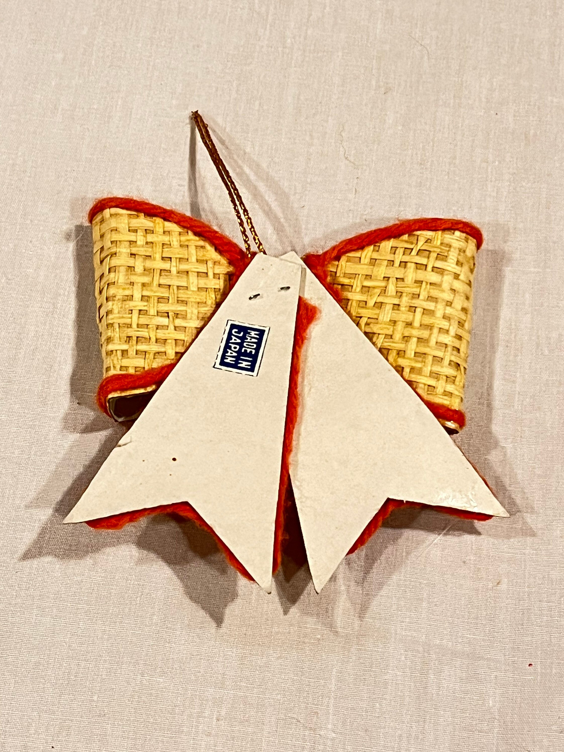 Vintage Cardboard Rattan Bow Ornament Made in Japan - Etsy