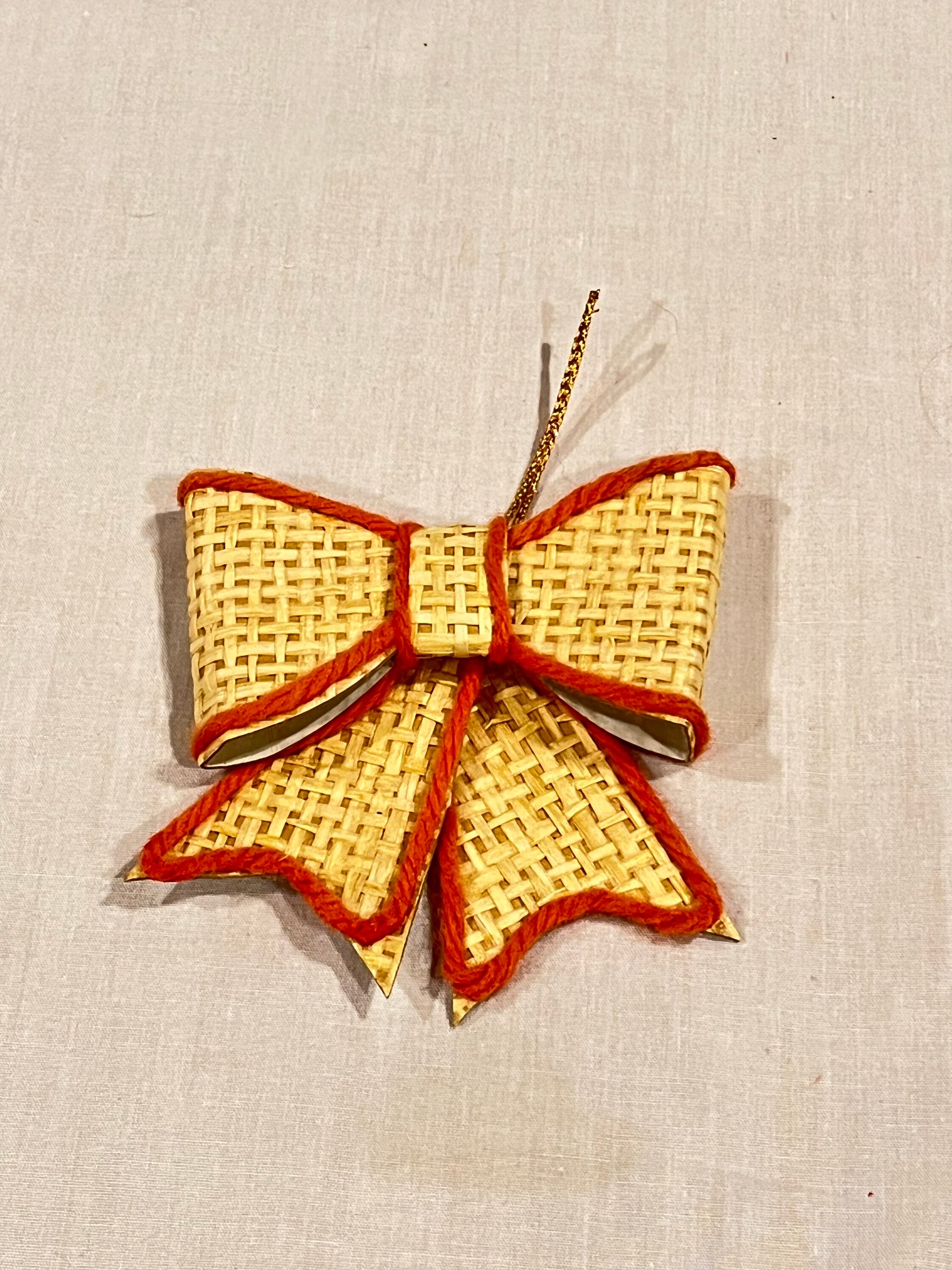 Vintage Cardboard Rattan Bow Ornament Made in Japan - Etsy