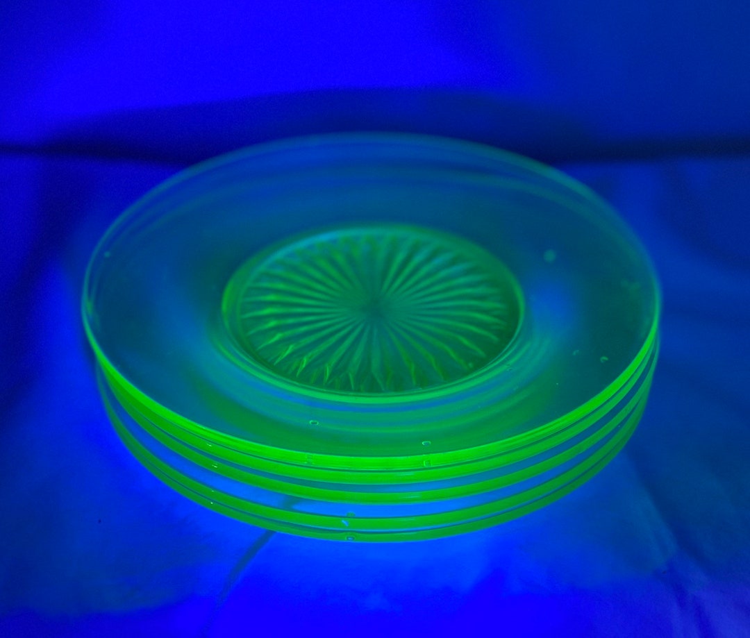 Uranium Glass Luncheon Plates Set of Five Green Depression - Etsy