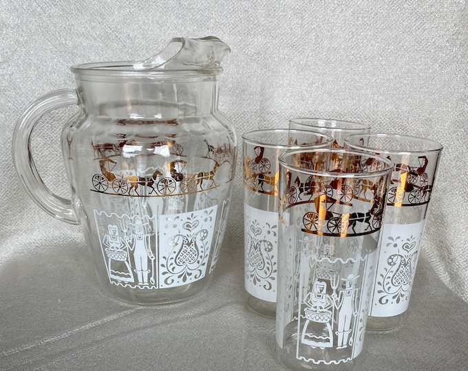 Amish Butterprint Lemonade Drink Set Anchor Hocking - Etsy